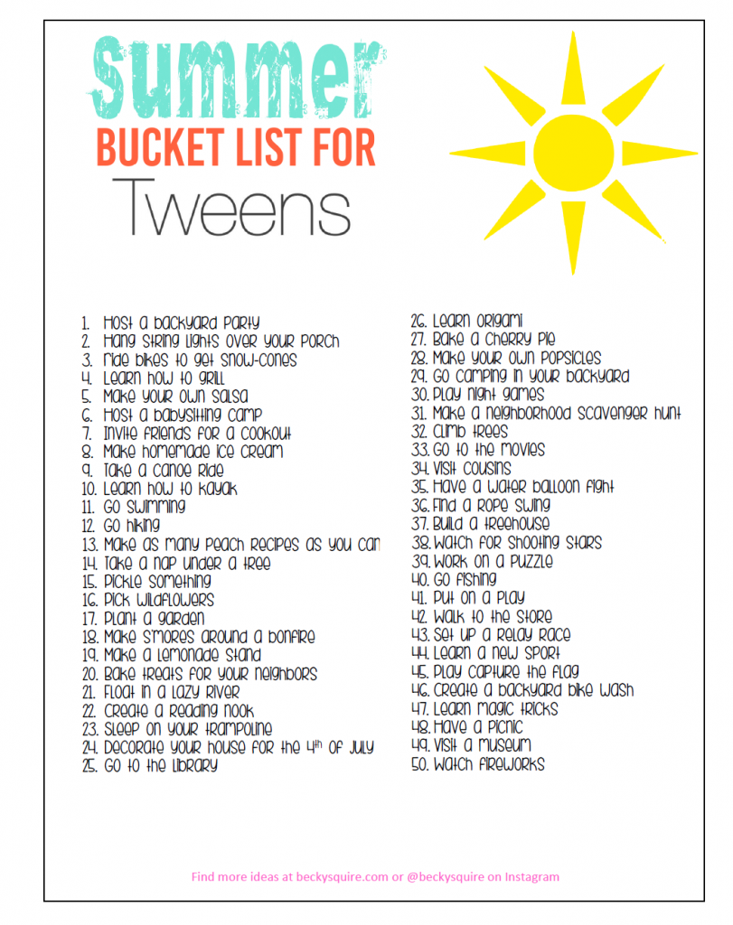 Summer Bucket List for Toddlers, Kids, & Tweens - Becky Squire